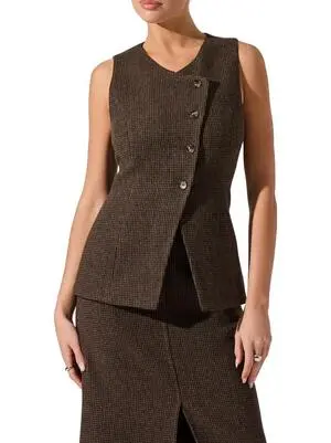 Astr The Label Sonja Plaid Wool-blend Vest - Brown Plaid