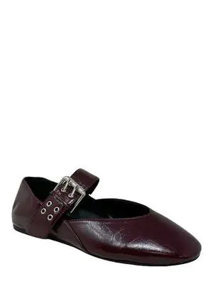 SHU SHOP Buckle Strap Flats - Wine