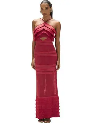 PATBO Radiant Fringe Halterneck Maxi Dress