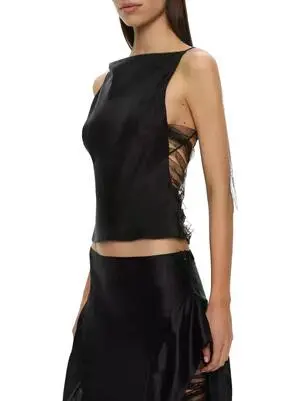 Christopher Esber Lattice Lace Silk Top - Black