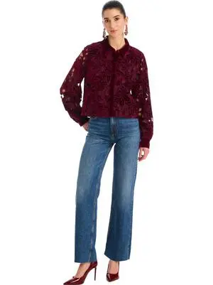Allison Phoebe Velvet Shirt - Burgundy