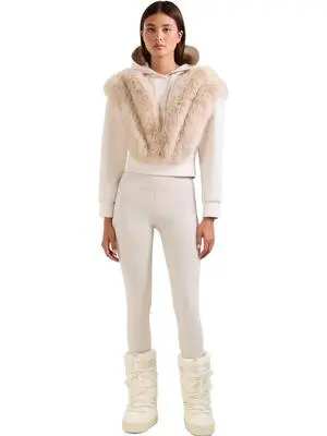 Rudsak Cropped Hoodie With Faux Fur - White
