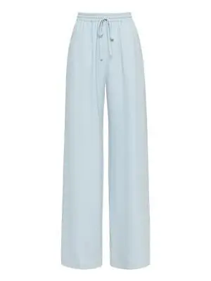 Oscar De La Renta Silk Georgette Drawstring Pant - Natural