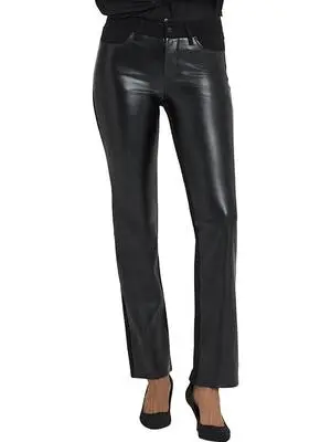 NYDJ Marilyn Faux Leather Straight Pants - Black