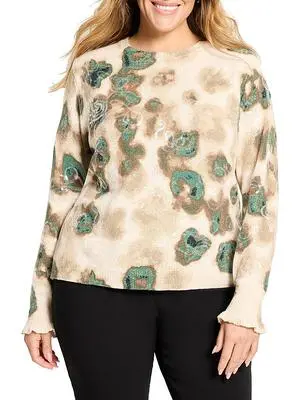 NIC+ZOE Plus Camo Shine Round Neck Sweater - Neutral Multi