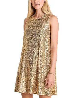 Vineyard Vines Sequin Swing Dress - Gold