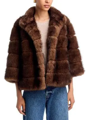 LoveShackFancy Faux Fur Jacket - Dark Sable