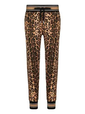 Dolce & Gabbana Jogging Pants With Leopard- Crespo And Tag - Print