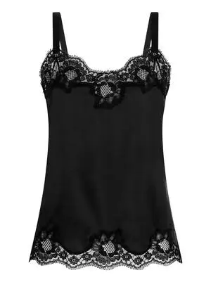 Dolce & Gabbana Satin Camisole With Lace Detailing - Black