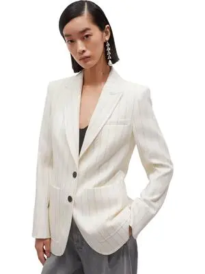 ME+EM Metallic Pinstripe Contour Blazer - Ivory/gold