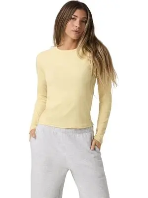 Vuori Long Sleeve Crew Neck Shirt - Lemon Snap