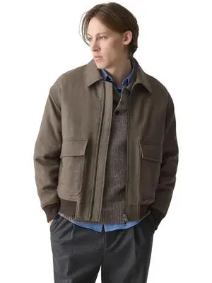 Theory Modern Aviator Jacket In Dapper Wool - Feather