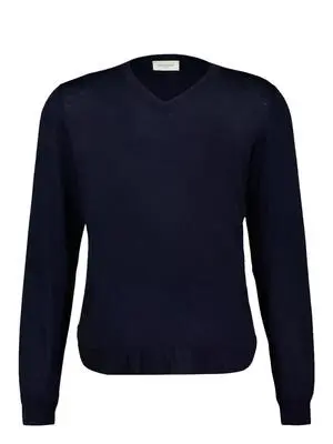 PIACENZA CASHMERE 1733 V-neck Long-sleeve Sweater - Blue