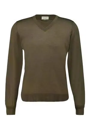 PIACENZA CASHMERE 1733 V-neck Long-sleeve Sweater - Green