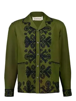 BAZISZT Embroidered Long-sleeve Shirt - Green