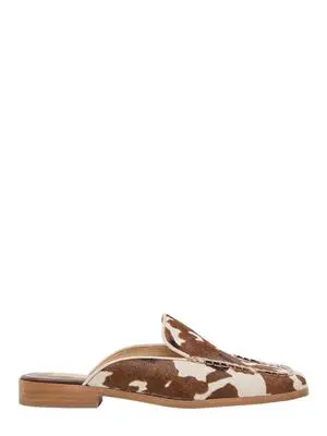 DOLCEVITA Bradly Cow Print Calf Hair Mules - Cocoa Taurus Calf Hair