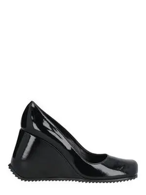 SERGIO ROSSI Patent Leather Wedge Pumps - Black
