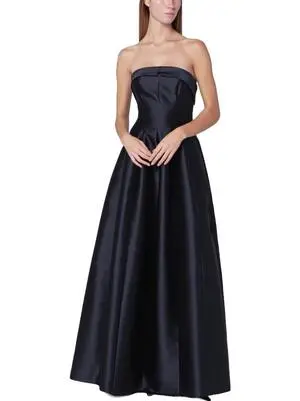 Alberta Ferretti Evening Dress In Silk-blend Mikado - Blue