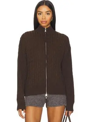 Frankies Bikinis Bea Cable Knit Sweater - Chocolate Brown