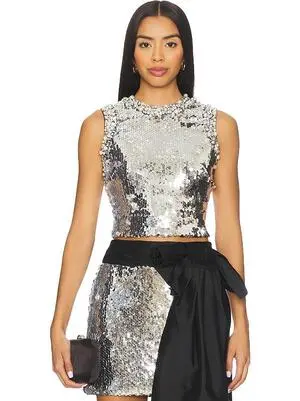 PatBO Moonlight Sequin Top - Silver