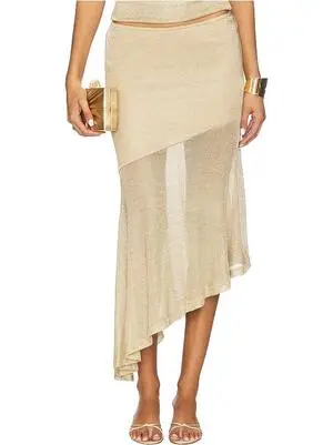 RUNAWAY THE LABEL Elaine Flounce Midi Skirt - Gold
