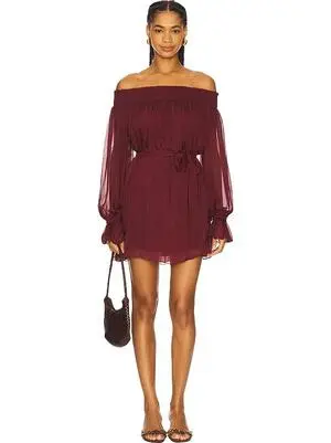 Hemant & Nandita Smocked Mini Dress - Burgundy