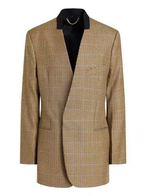 Victoria Beckham Houndstooth Wool-tweed Blazer - Sand