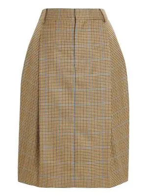 Victoria Beckham Houndstooth Wool Skirt - Sand