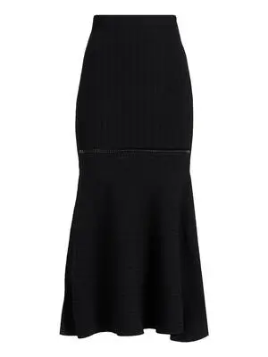 Victoria Beckham Flared Ribbed-knit Midi Skirt - Black