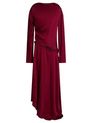 Victoria Beckham Asymmetric Satin-crepe Maxi Dress - Claret
