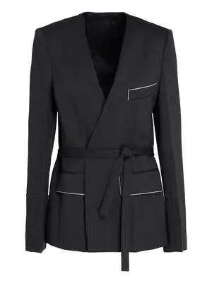 Victoria Beckham Belted Wool-twill Blazer - Dark Gray