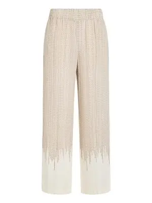 Victoria Beckham Printed Silk Crepe De Chine Wide-leg Pants - Ivory