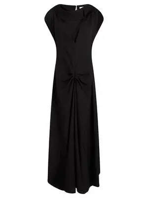 Victoria Beckham Ruched Woven Midi Dress - Black