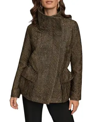 Donna Karan New York Metallic Jacquard Longline Jacket - Black/gold