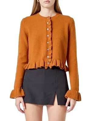 ENDLESS ROSE Ruffle Crop Cardigan
