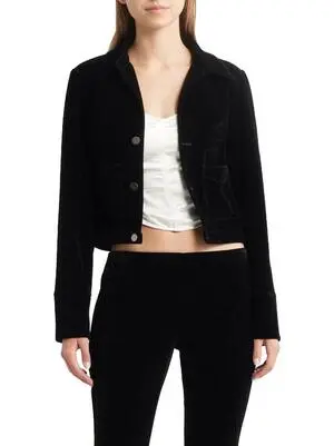 BELLA VENICE The Madi Velveteen Crop Jacket - Black