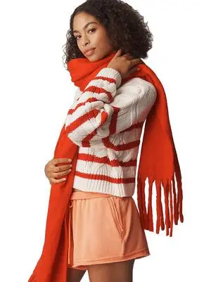 L*Space Kensley Crop Cable-knit Pullover Sweater - Red Stripe