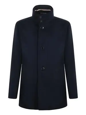 BOSS Wool And Cashmere Blend Coat - Blue