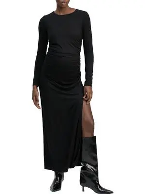 PIETRO BRUNELLI Daphne Ruched Long Sleeve Maternity Dress - Black