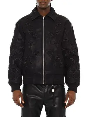 CULT OF INDIVIDUALITY Embroidered Varsity Jacket - Black