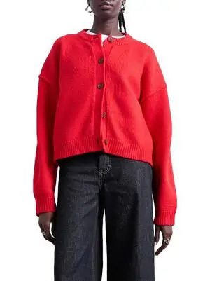 Topshop Relaxed Fit Cardigan With Exposed Seam - Red