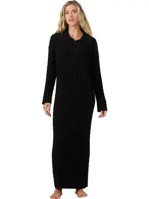 BY TESS COLLECTION Rib-textured Knit Maxi Dress - Black