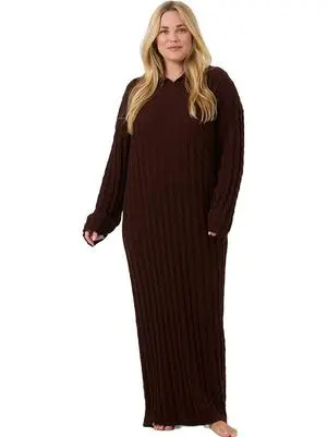 BY TESS COLLECTION Rib-textured Knit Maxi Dress - Brown