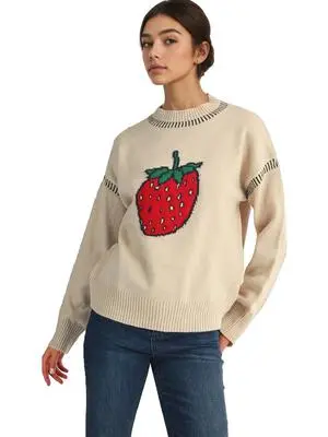 KNIT & LOUNGE Strawberry Knit Sweater - Ivory