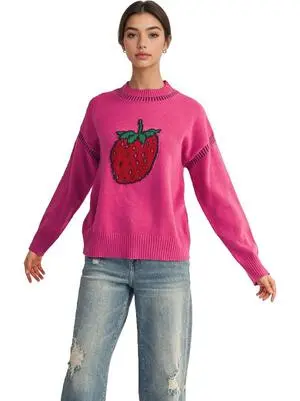 KNIT & LOUNGE Strawberry Knit Sweater - Pink