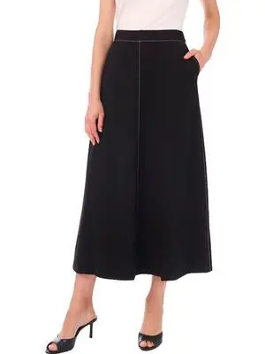Vince Camuto Topstitch A-line Maxi Skirt - Rich Black