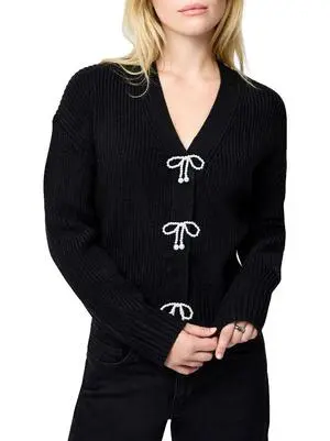 French Connection Bow Embellished Cardigan - Black