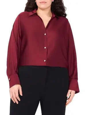Halogen Charmeuse Button-up Shirt - Burgundy