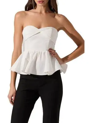 Astr The Label Melia Strapless Peplum Top - White