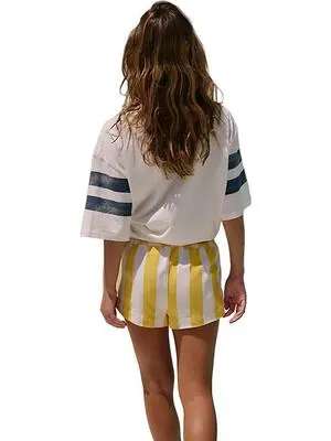 Free People Striped Micro Shorts - Yellow Combo